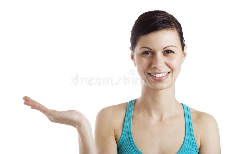 Woman holding a product stock image. Image of female - 29943047