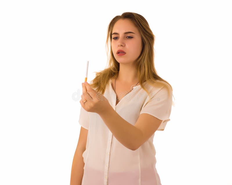 Young Pretty Woman, Stop Smoking Stock Image - Image of human, habit ...