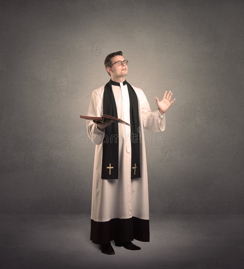 Young Priest in Giving His Blessing Stock Image - Image of illumination ...