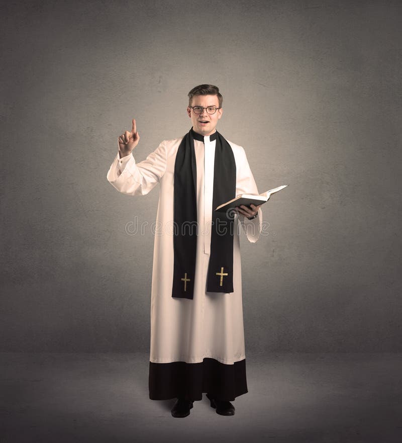 Young Priest in Giving His Blessing Stock Image - Image of church ...