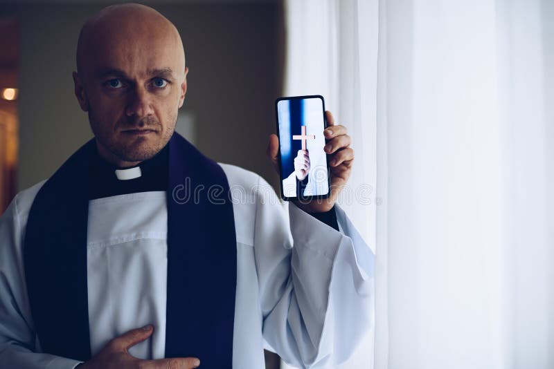A Christian Priest is Walking on a Country Road. Stock Image - Image of ...