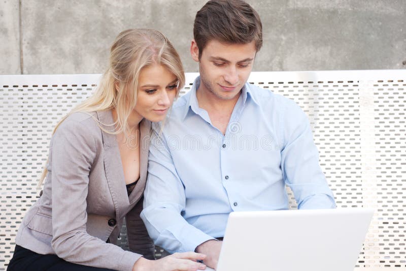 Young Professional Couple on Laptop Stock Image - Image of love ...