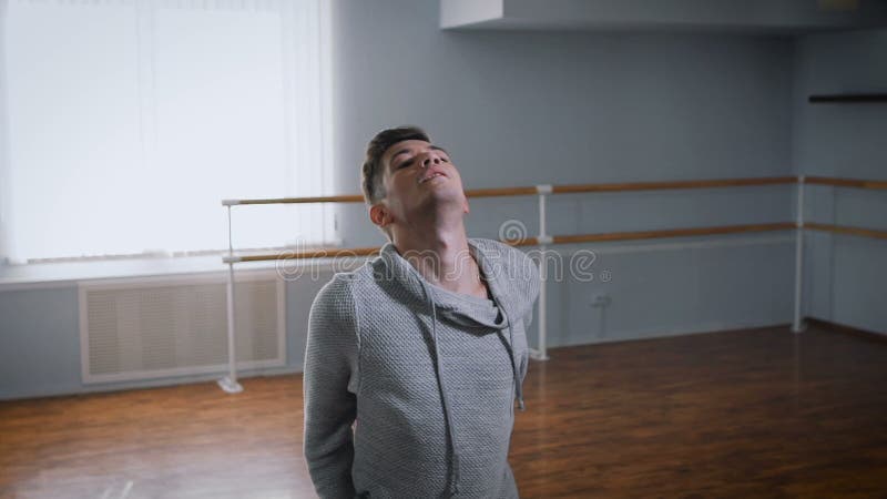 Young Professional Dancer Performs Contempo Dance in Large Dance Studio ...