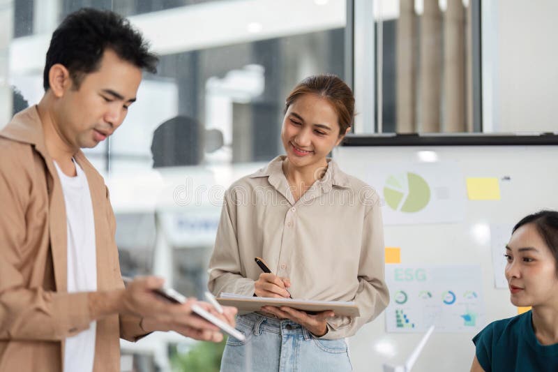 Team Meeting Focused on ESG and Sustainable Business Goals Stock Image ...