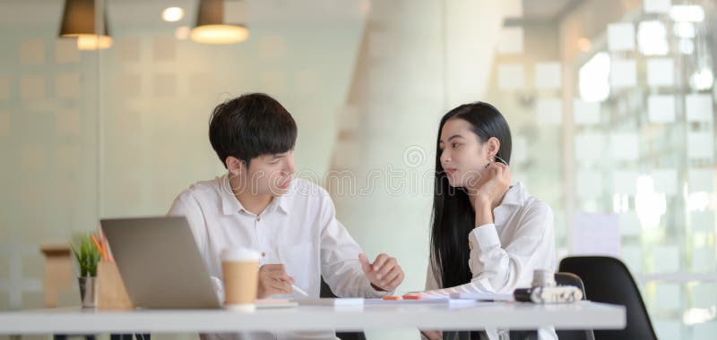 Young Professional Graphic Designer Team Discussing the Concepts ...