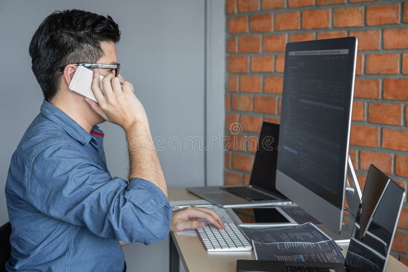 Professional Programmer Working At Developing Programming And Website Working In A Software