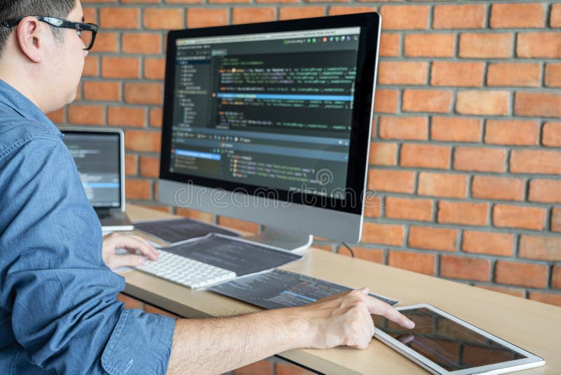 Young Professional Programmer Working At Developing Programming And Website Working In A
