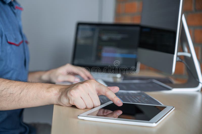 Young Professional Programmer Working At Developing Programming And Website Working In A