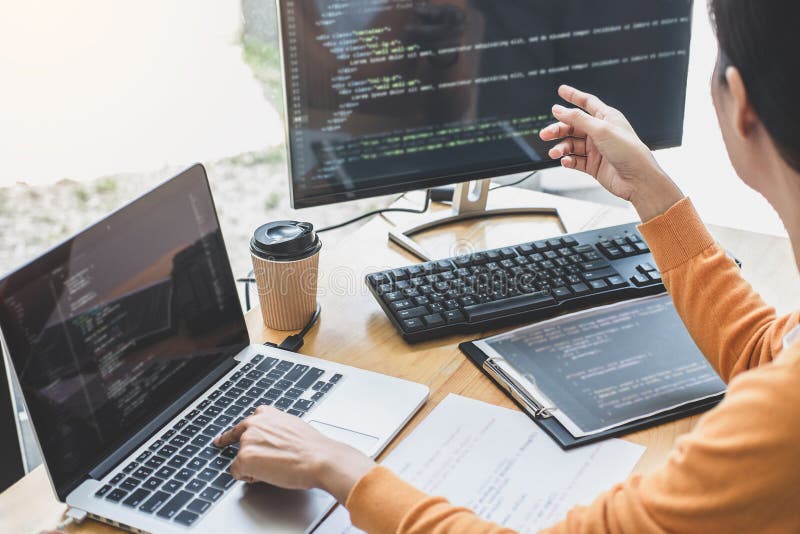 Young Professional Programmer Working At Developing Programming And Website Working In A