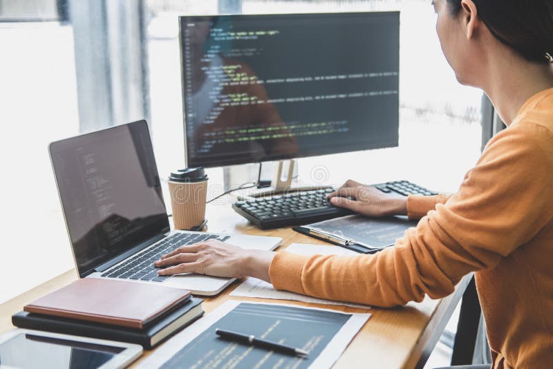 Professional Programmer Working At Developing Programming And Website Working In A Software