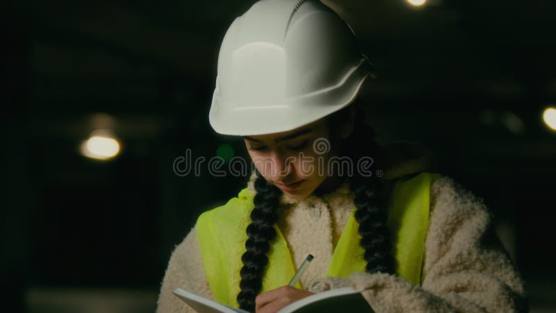 Young Professional Technical Engineer Constructor Female Builder Architect Woman in Uniform ...