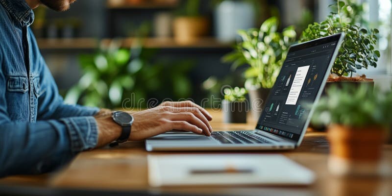 A Young Professional Using a Touchscreen Interface To Organize a ...