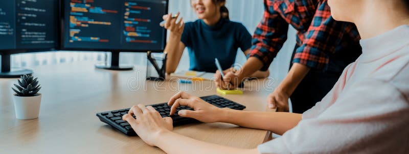 Website Developer Team Brainstorming and Sharing Idea at Office ...