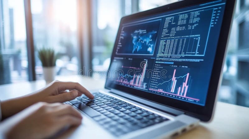 Young Professional Working Remotely on Data Analysis with AI Tools ...