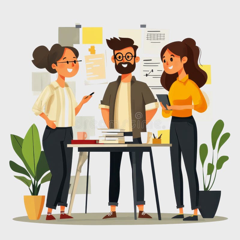 Young Professionals Collaborating in a Modern Office Space Surrounded ...