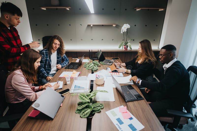 Young Professionals Collaborating on a Project in a Modern Office Stock ...