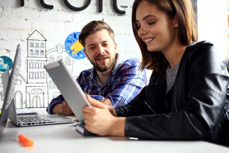 Young Professionals Work in Modern Office.Business Crew Working with ...