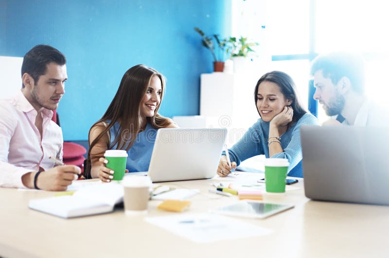 Young Professionals Work in Modern Office.Business Crew Working with ...