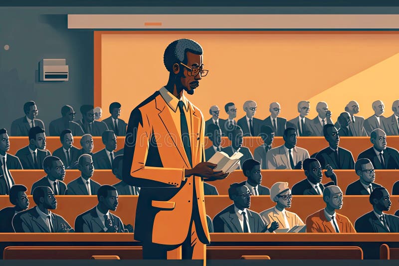 Young Teaching Professor Speaks To Students in Large Auditorium Stock ...