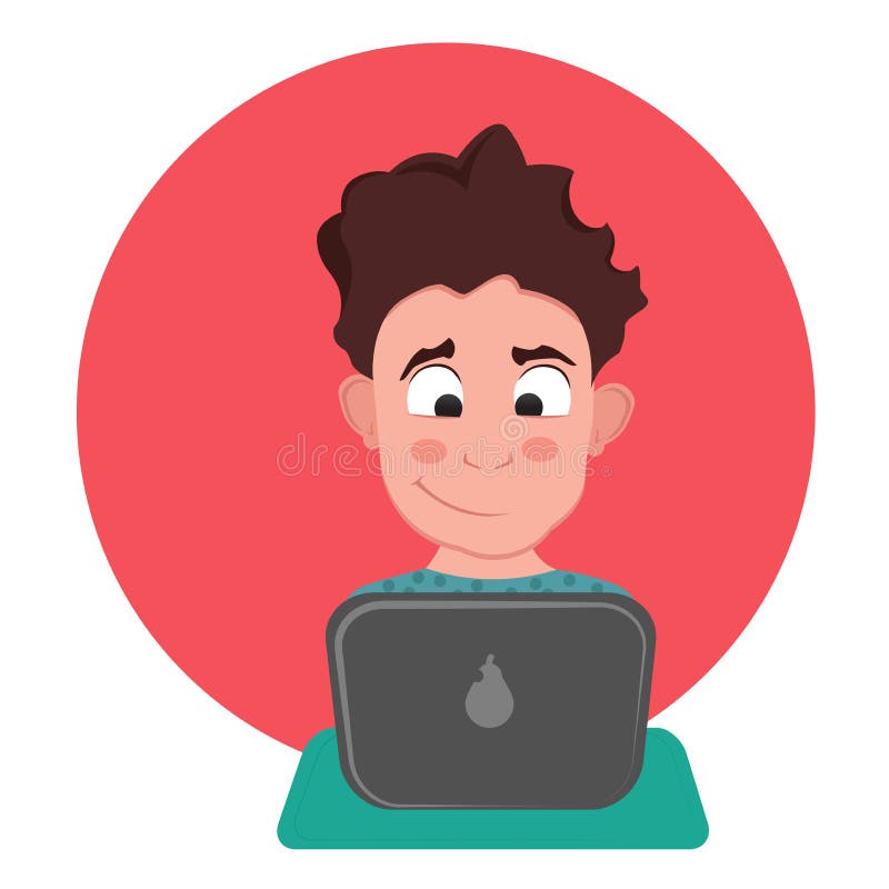 Young Programmer Man Character Coding On Notebook Or Having Stock Vector Illustration Of