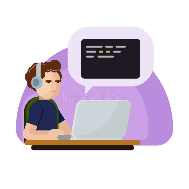 Young Programmer Man Character Coding. Vector Flat Cartoon Illustration ... Young Programmer Man Character Coding. Vector Flat Cartoon Illustration ...