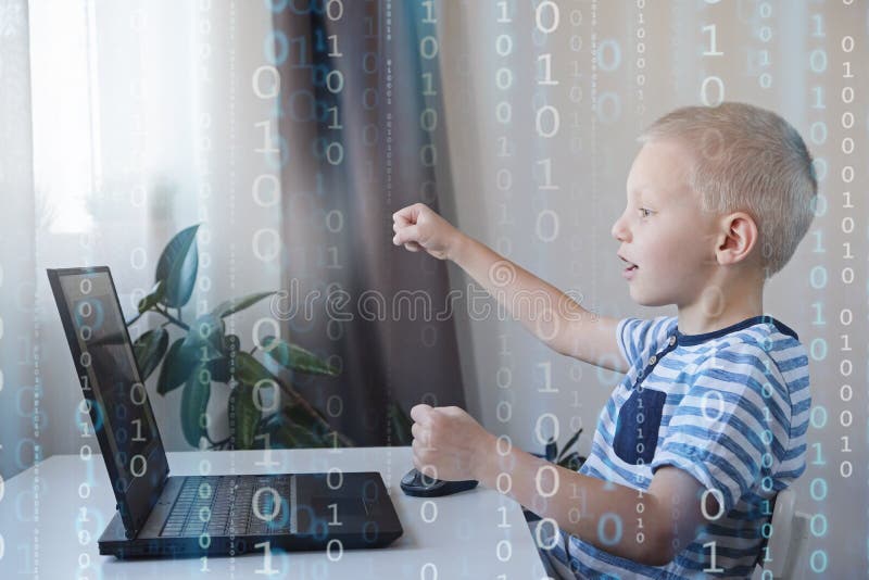Young Programmer Writing Code on a Computer at Home. Programming ...