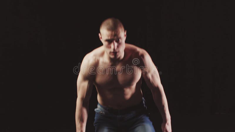 Young Pumped-up Man Running Up and Doing a Front Flip Stock Video ...