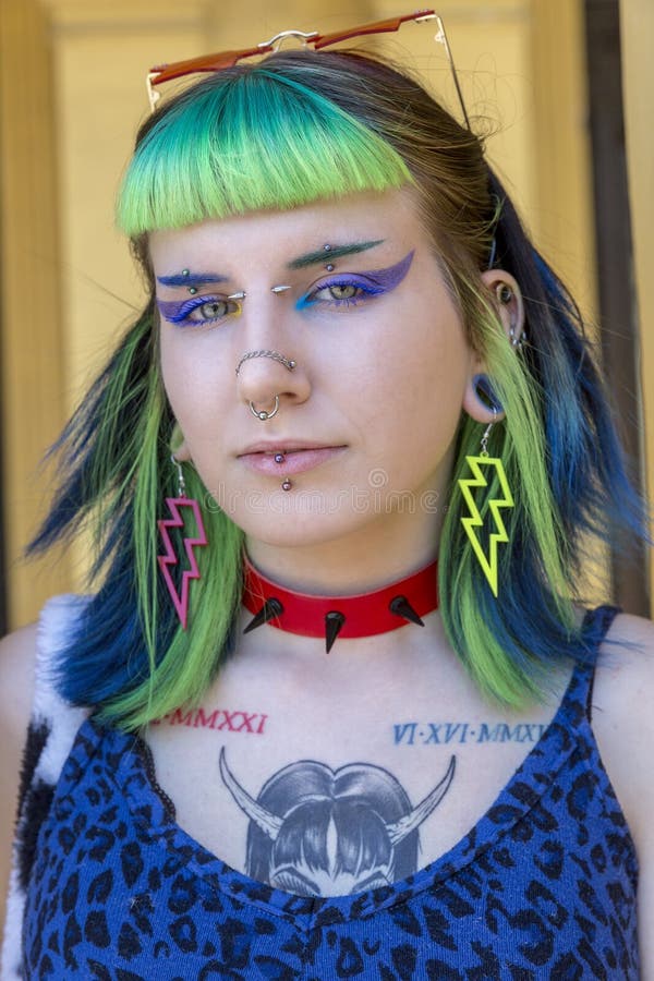 Young Punk Girl with Colour Hair Stock Image - Image of bicolour, nose ... Young Punk Girl with Colour Hair Stock Image - Image of bicolour, nose ...