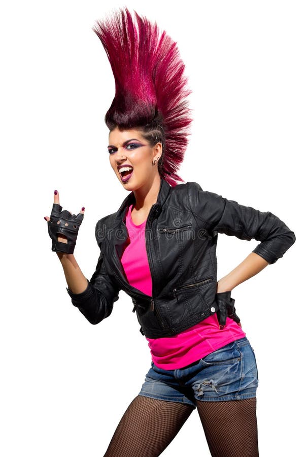 Young punk girl isolated stock image. Image of iroquois - 106483753