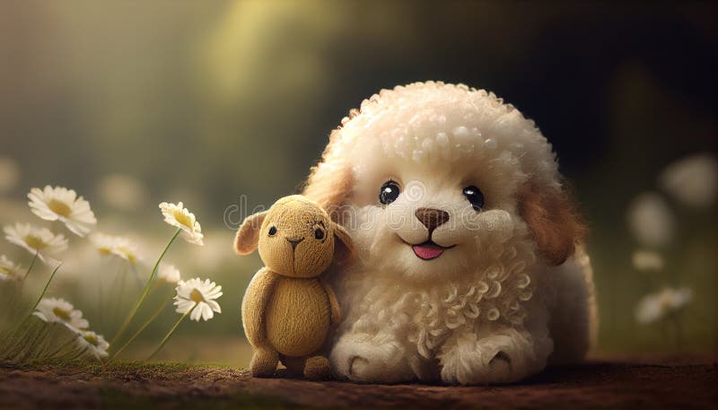 Young Puppy Sitting in Nature, Looking Cute ,generative AI Stock Image ...