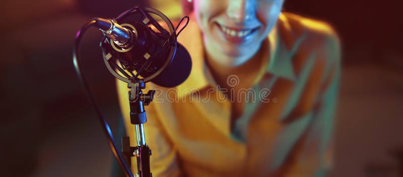 Young Radio Host in the Radio Broadcasting Station Stock Image - Image ...
