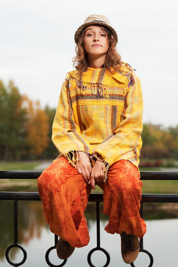 Beautiful Ginger-haired Girl in Gypsy Suit Stock Photo - Image of lock ...