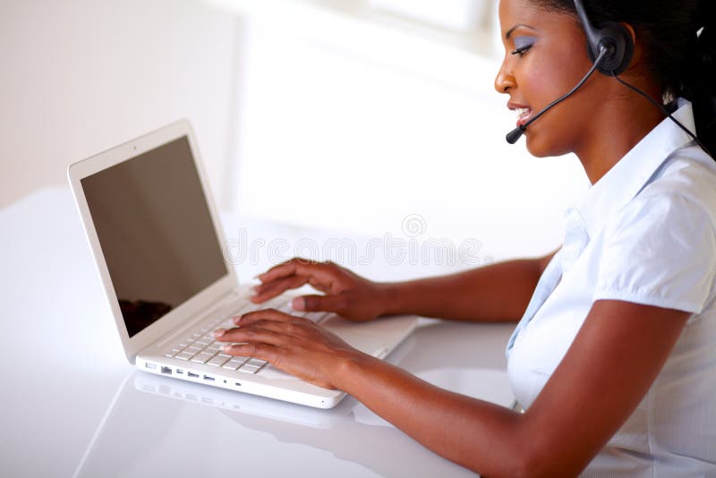 Young Receptionist Working on Customer Service Stock Image - Image of ...