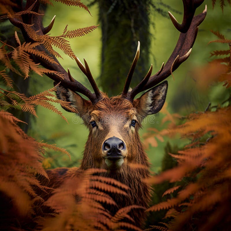 A young Red deer stag stock illustration. Illustration of wildlife ...