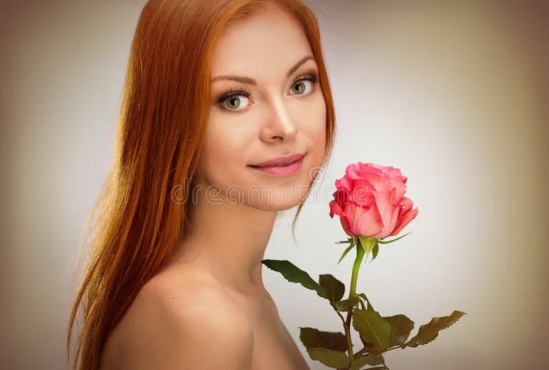 Young red-haired girl stock image. Image of rose, bright - 66758595