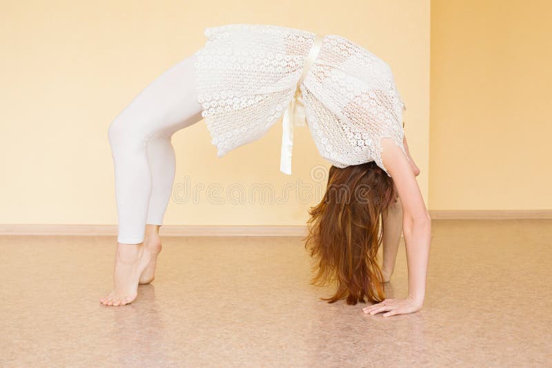 Young Red-haired Woman Practicing Yoga Stock Image - Image of fitness ...