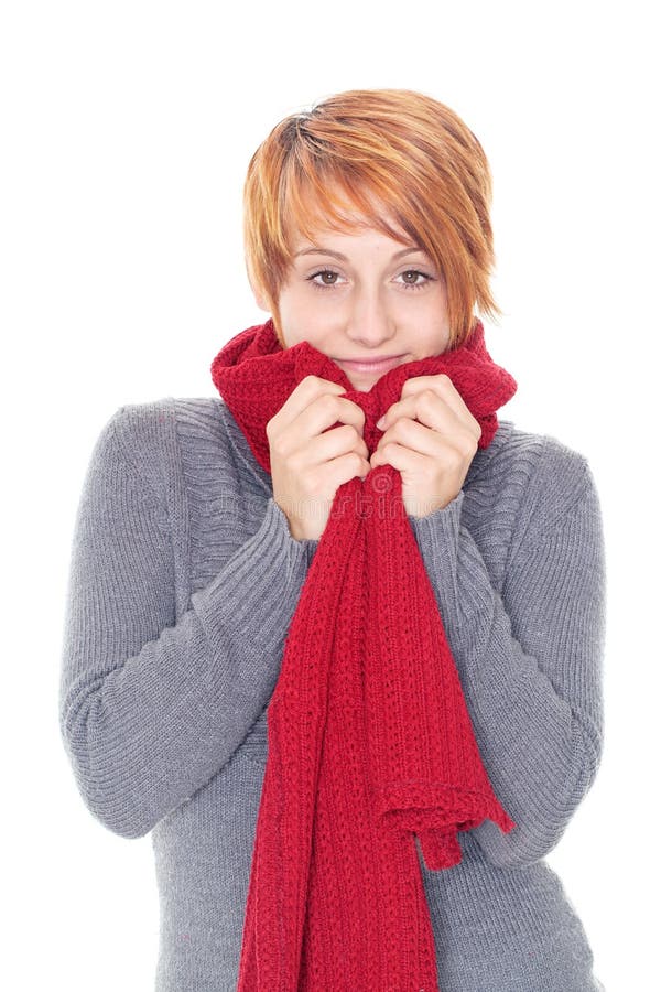 Young Red Haired Woman with Scarf Stock Photo - Image of angora ...
