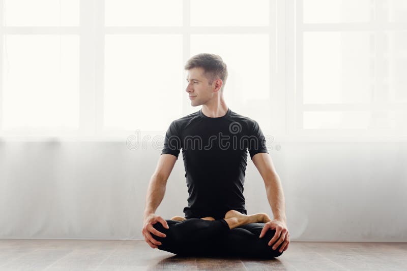 Relaxed man meditating stock image. Image of ashtanga - 130651985