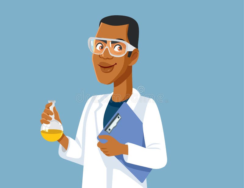 Scientist Man Holding a Tube and a File Vector Illustration Stock ...