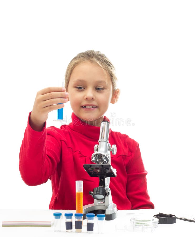 Children Researcher Carrying Out Scientific Tube Research in a Lab ...