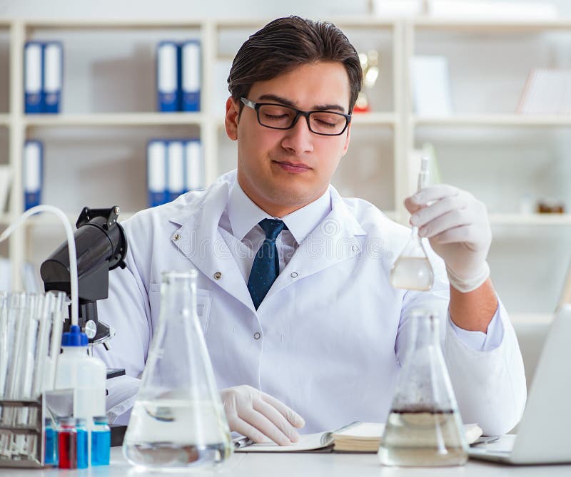 Young Researcher Scientist Doing a Water Test Contamination Expe Stock ...