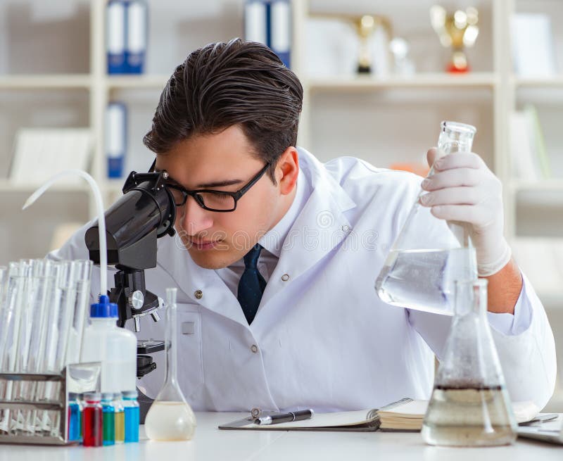 Young Researcher Scientist Doing a Water Test Contamination Expe Stock ...
