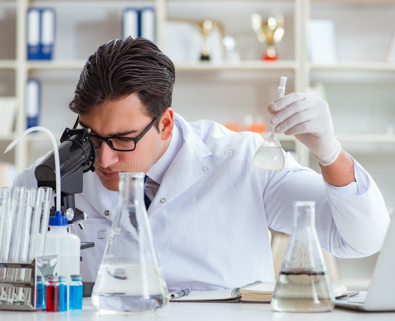 Young Researcher Scientist Doing a Water Test Contamination Expe Stock ...