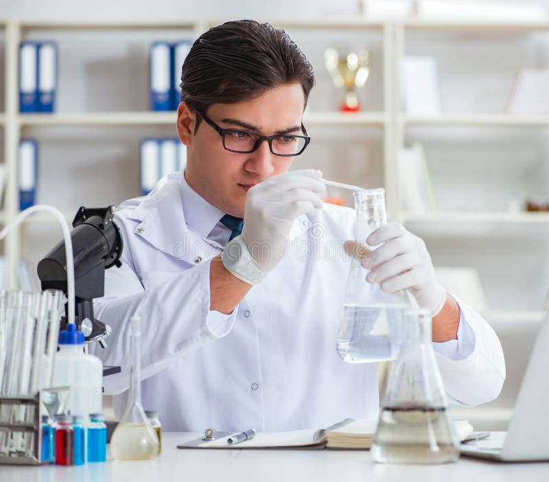 Young Researcher Scientist Doing a Water Test Contamination Expe Stock ...