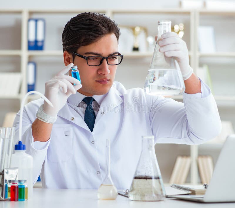 Young Researcher Scientist Doing a Water Test Contamination Expe Stock ...