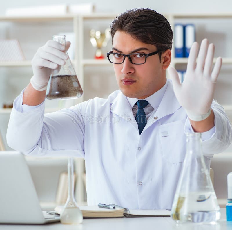 Young Researcher Scientist Doing a Water Test Contamination Expe Stock ...