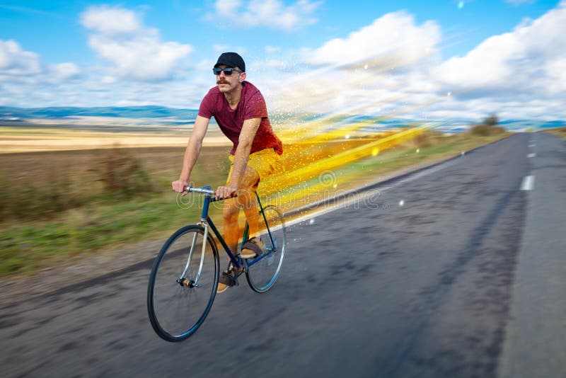 Young Riding Bicycle in Nature Stock Image - Image of distance, body ...