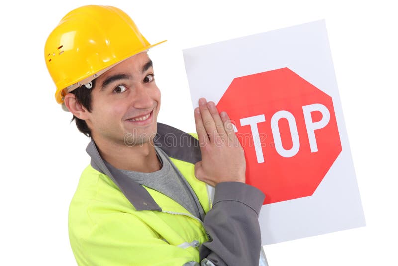 Construction Worker Traffic Stock Image - Image of hard, road: 2445799