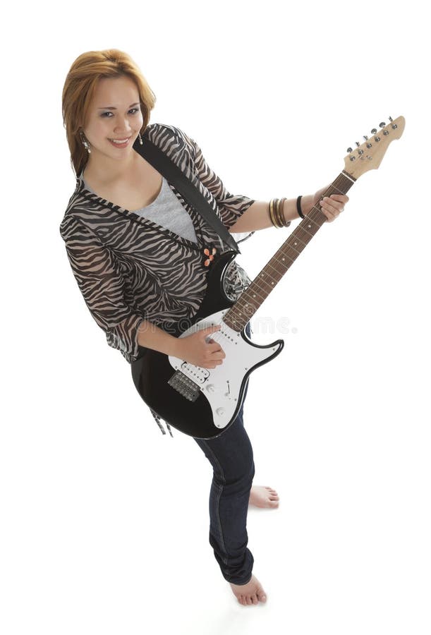 Young rock lady stock image. Image of guitarist, casual - 29900503