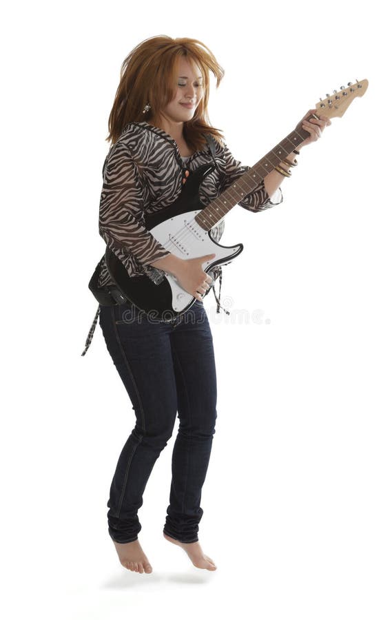Young rock lady stock image. Image of girl, instrument - 39568173
